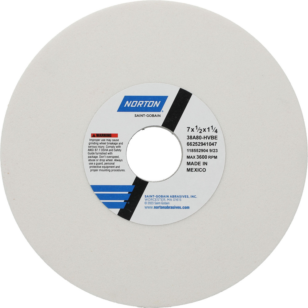 Norton - Surface Grinding Wheel: 7" Dia, 1/2" Thick, 1-1/4" Arbor, 80 ...