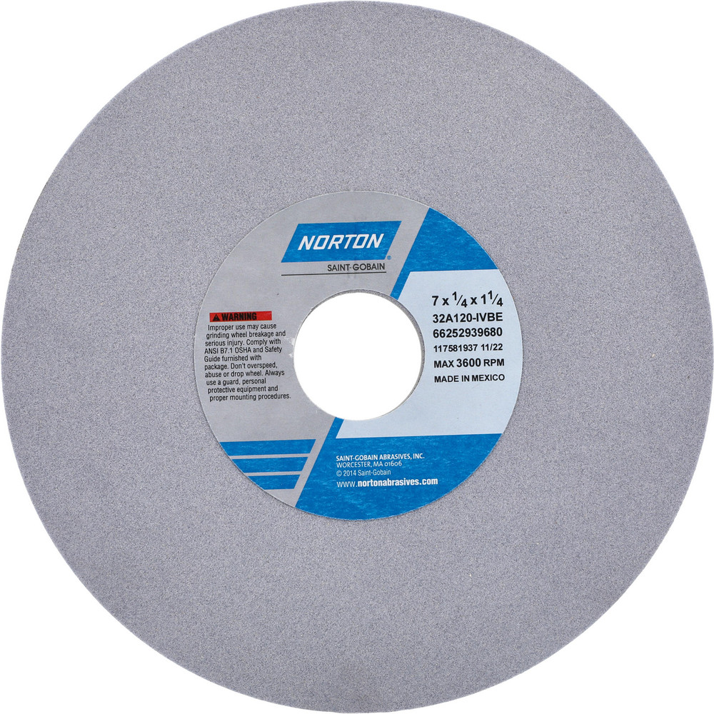 Norton - Surface Grinding Wheel: 7" Dia, 1/4" Thick, 1-1/4" Arbor, 120 ...