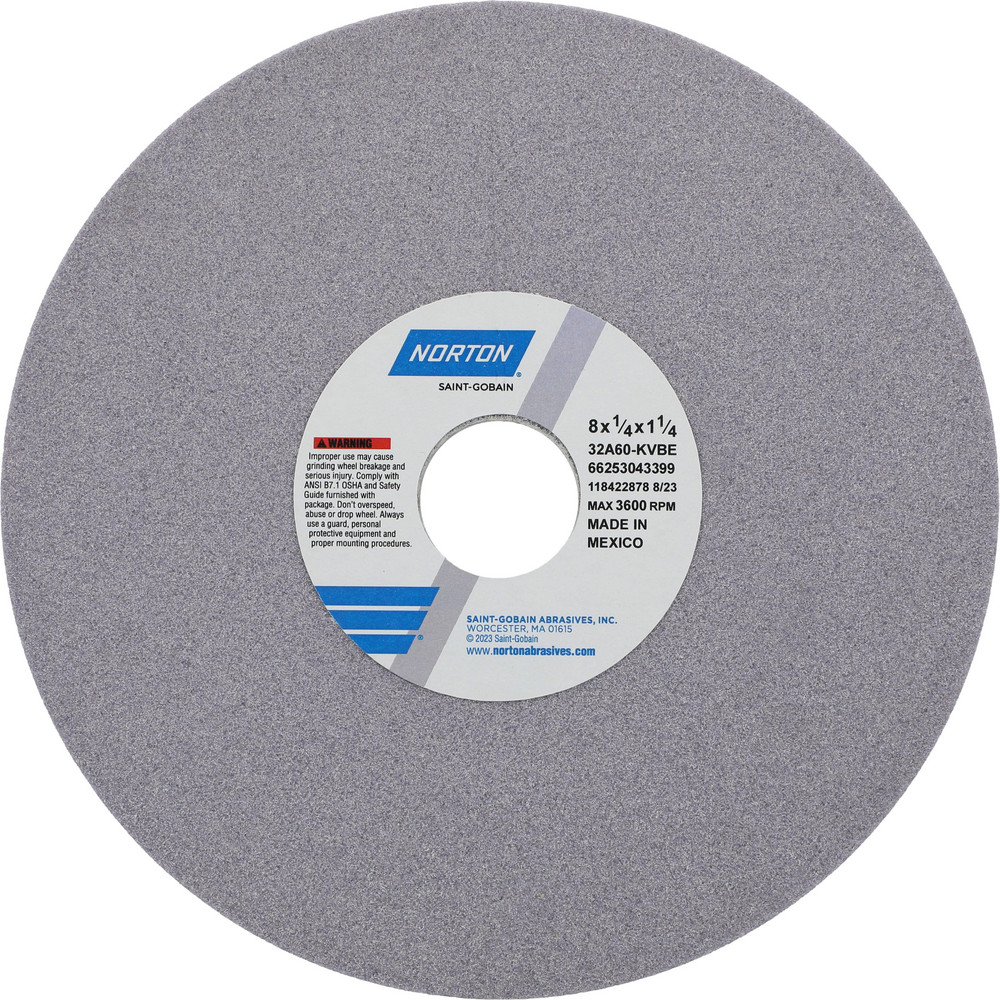 Norton - Surface Grinding Wheel: 8" Dia, 1/4" Thick, 1-1/4" Arbor, 60 ...