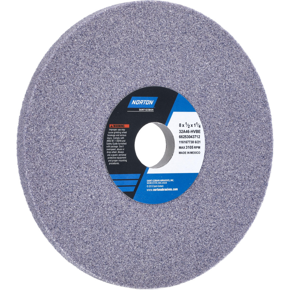 Norton - Surface Grinding Wheel: 8" Dia, 1/2" Thick, 1-1/4" Arbor, 46 ...