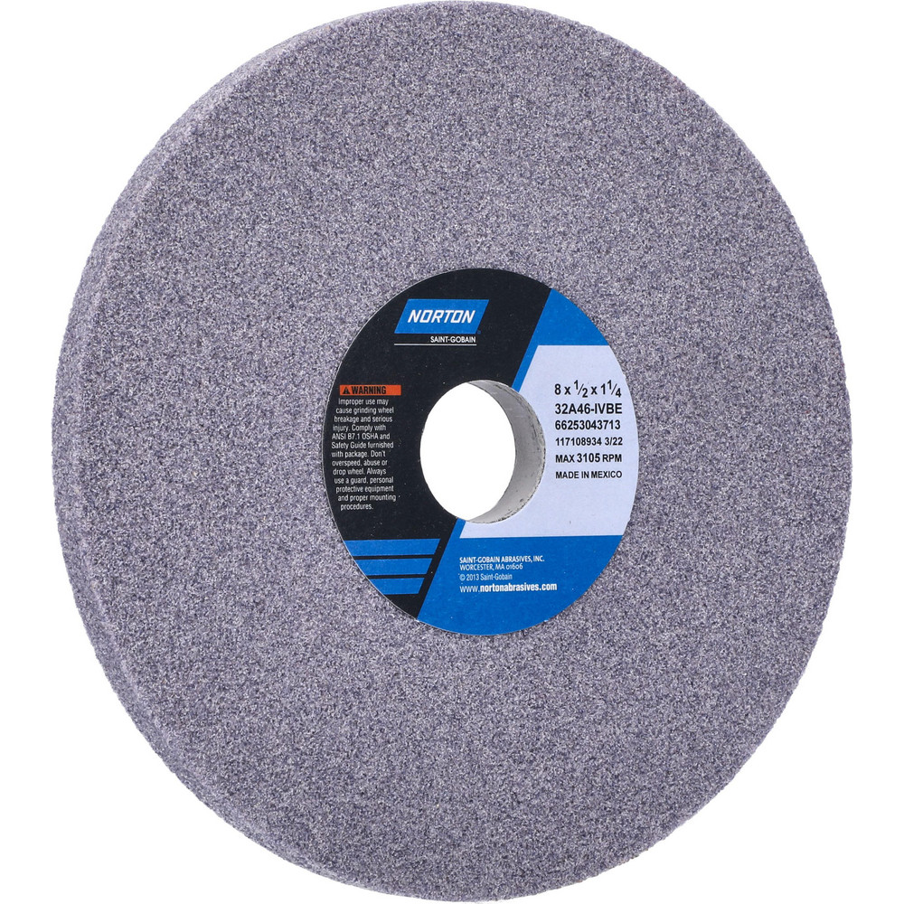 Norton - Surface Grinding Wheel: 8" Dia, 1/2" Thick, 1-1/4" Arbor, 46 ...