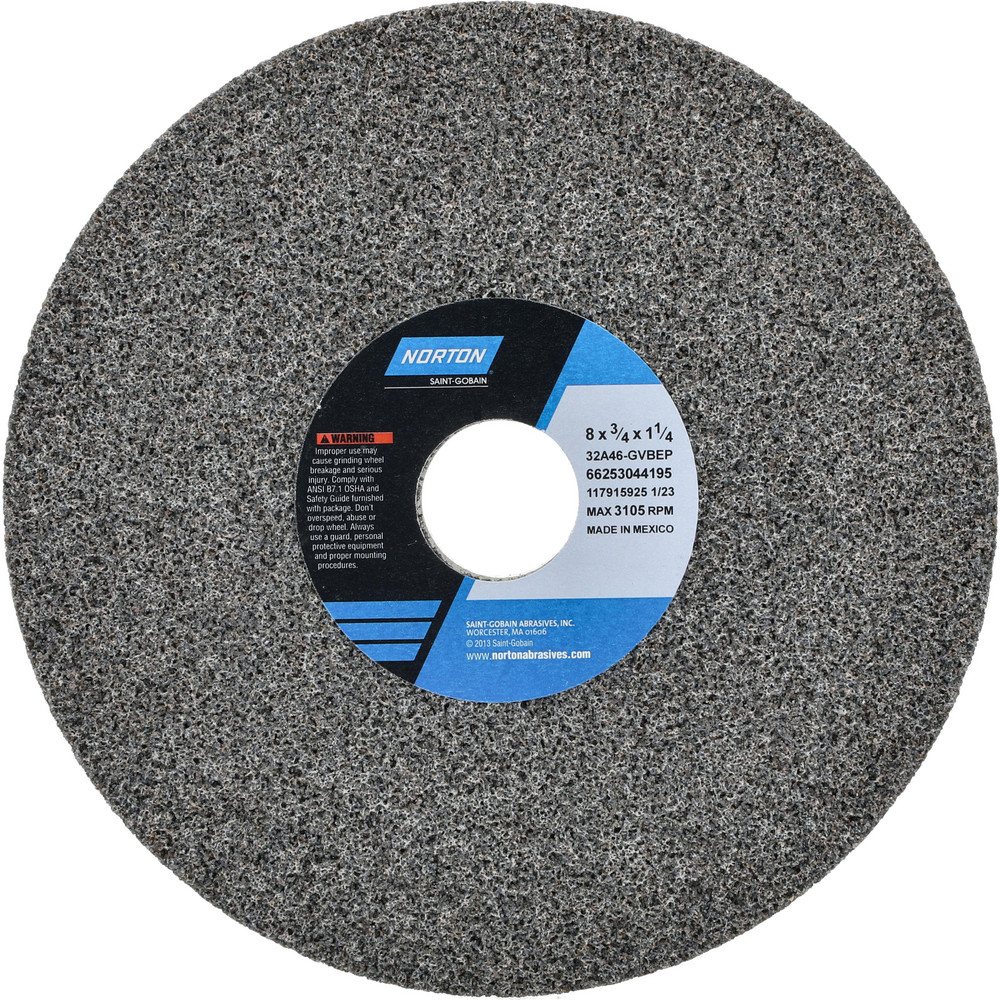 Norton - Surface Grinding Wheel: 8" Dia, 3/4" Thick, 1-1/4" Arbor, 46 ...