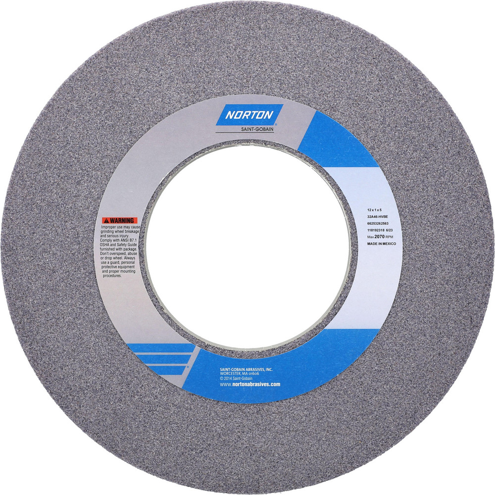 Norton - Surface Grinding Wheel: 12" Dia, 1" Thick, 5" Arbor, 46 Grit ...