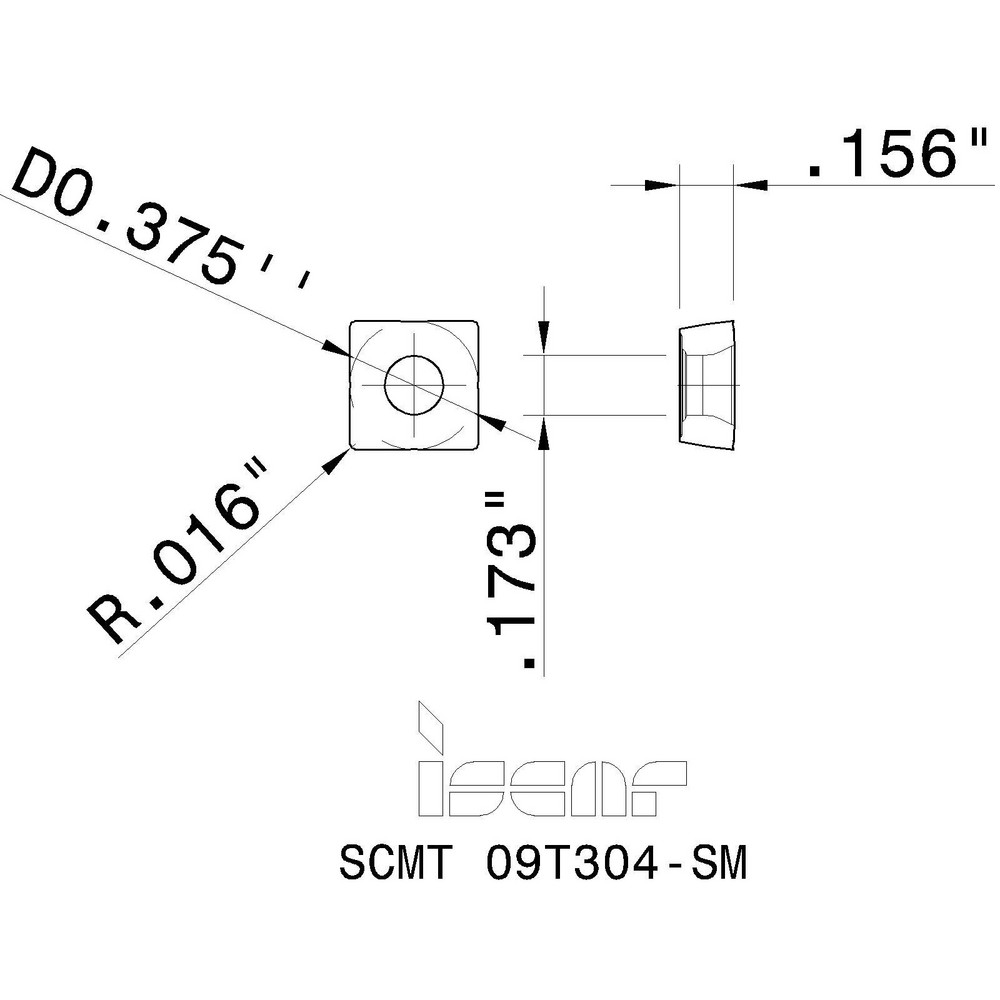Iscar - Turning Insert: SCMT 3-1SM IC9250, Carbide | MSC Direct
