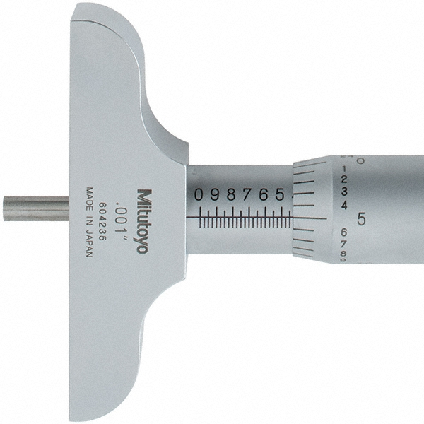 Mitutoyo - 0 to 6" Range, 6 Rod, Satin Chrome Finish Mechanical Depth ...