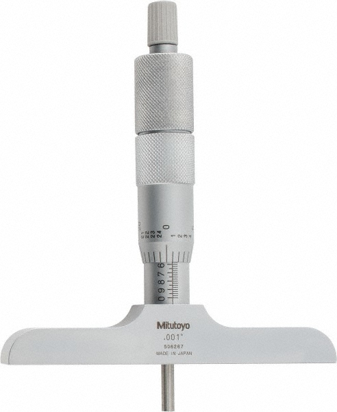 Mitutoyo - 0 to 6" Range, 6 Rod, Satin Chrome Finish Mechanical Depth ...