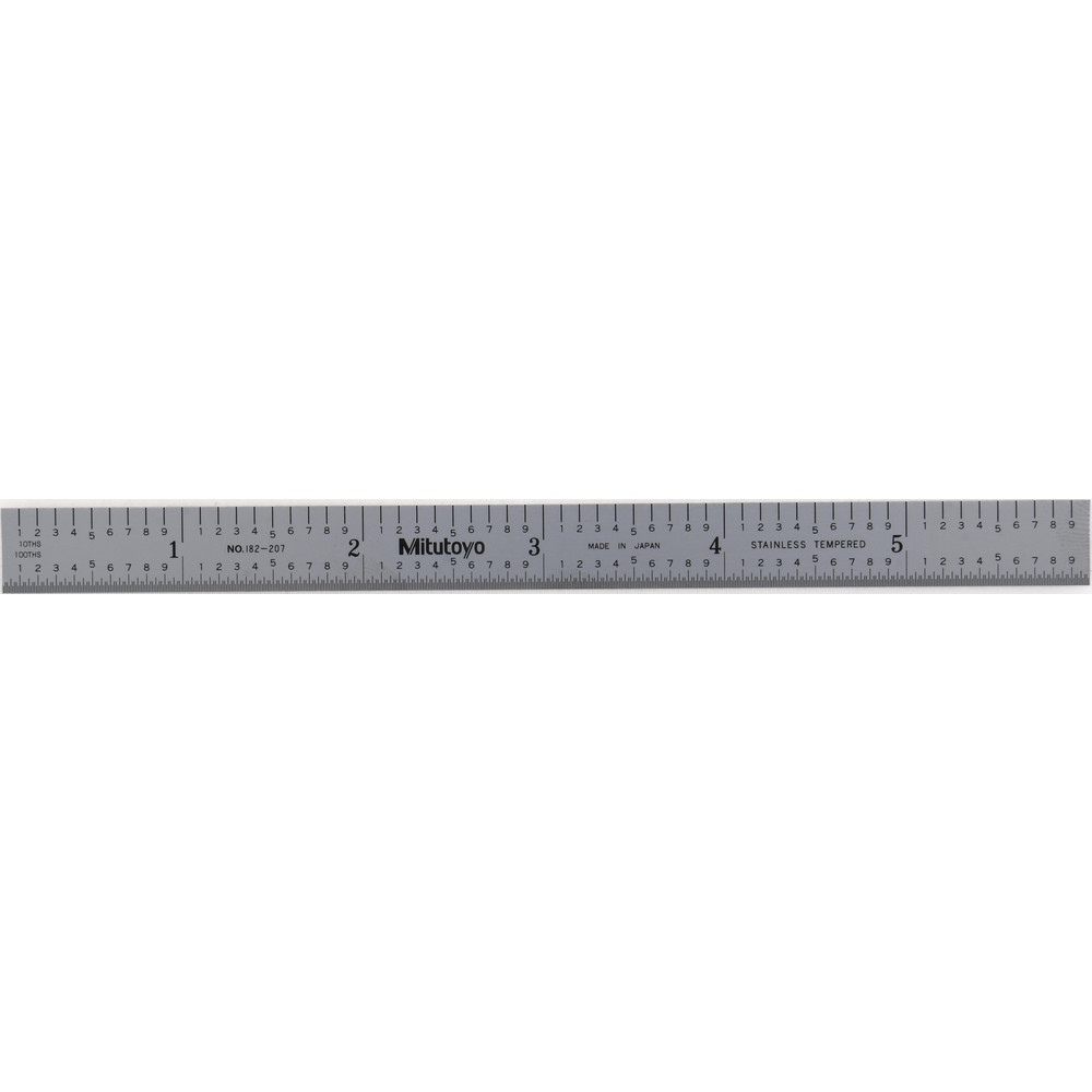Mitutoyo - Steel Rule: 6" OAL, Decimal & Metric Graduation, Flexible, 1 ...