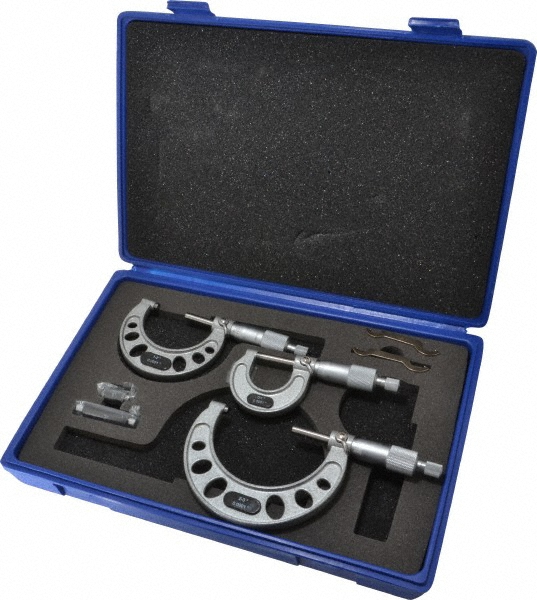 Value Collection - 3 Pc, 0 to 3", 0.0001" Graduation, Mechanical ...