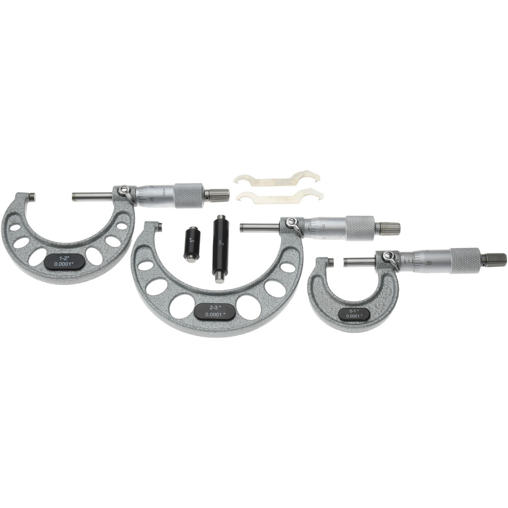 Value Collection - Mechanical Outside Micrometer Set: 3 Pc, 0 to 3 ...