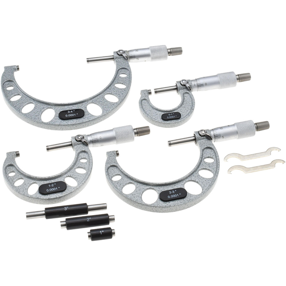 Value Collection - Mechanical Outside Micrometer Set: 4 Pc, 0 to 4 ...