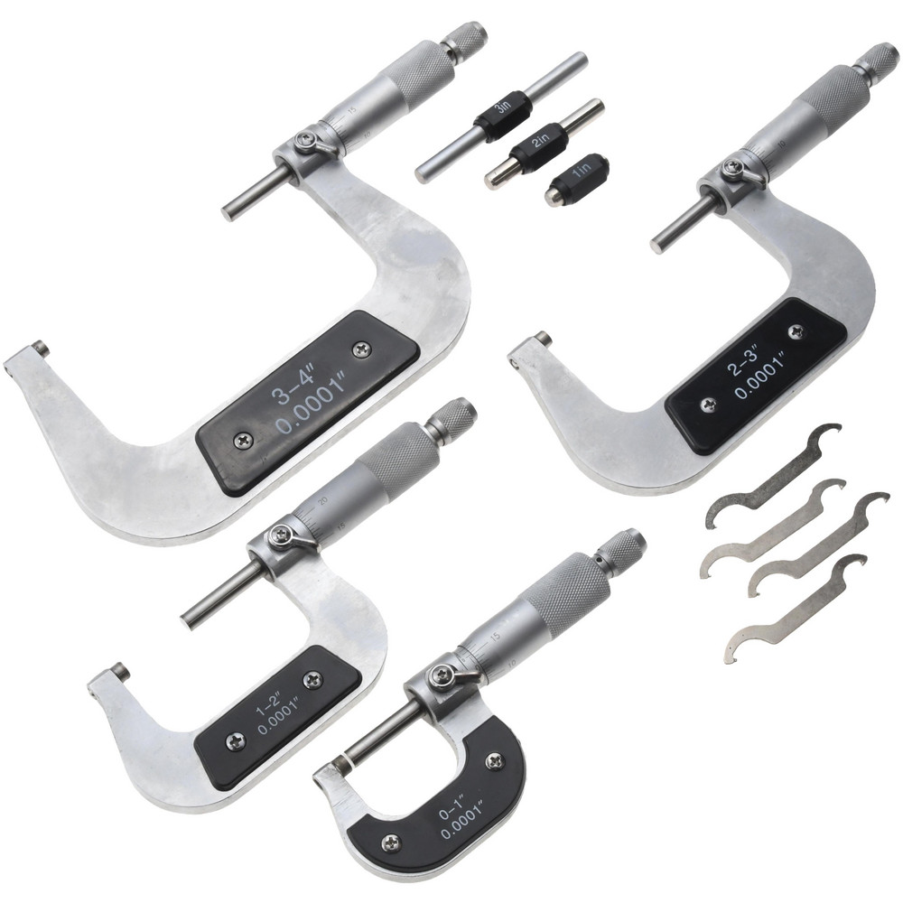 Value Collection - Mechanical Outside Micrometer Set: 4 Pc, 0 to 4 ...