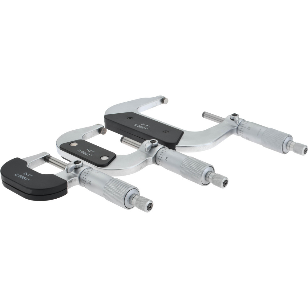 Value Collection - Mechanical Outside Micrometer Set: 3 Pc, 0 to 3 ...