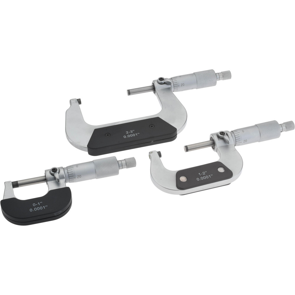 Value Collection - Mechanical Outside Micrometer Set: 3 Pc, 0 to 3 ...