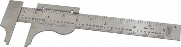 General - Pocket Slide Caliper: 0 to 4", 1/16" & 1/32" Graduation ...