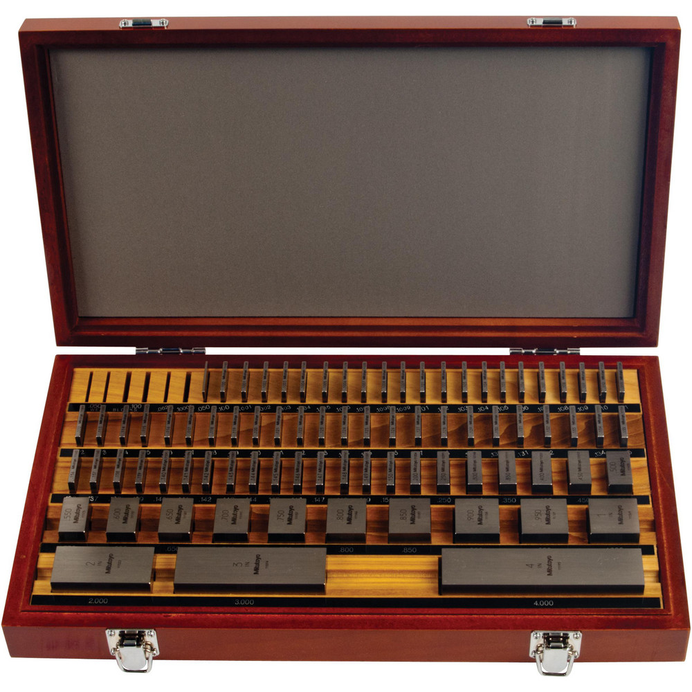 Mitutoyo - Gage Block Set: 0.05 to 4'' Range, 81 Pc, AS-1 Grade, Steel ...