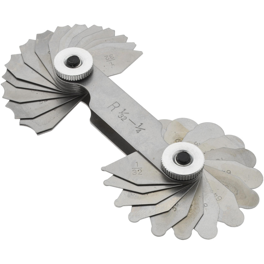 Value Collection - Radius Gage Set: Steel, 1/32 to 1/4" Radius, 1/64 ...
