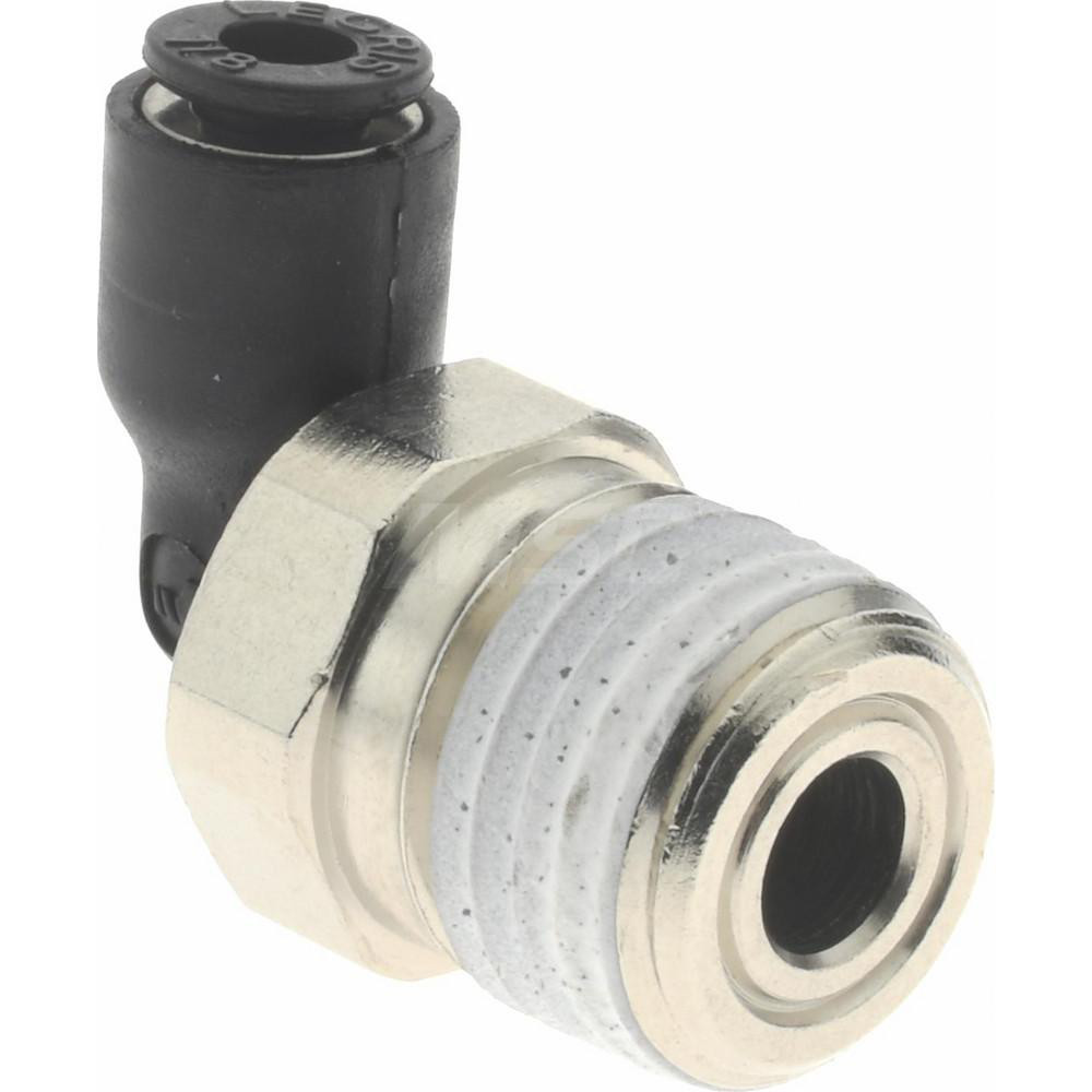 Legris - 1/8" OD, 1/4 NPT, Nylon/Nickel Plated Brass Push-to-Connect Male Elbow - 06475511 - MSC ...