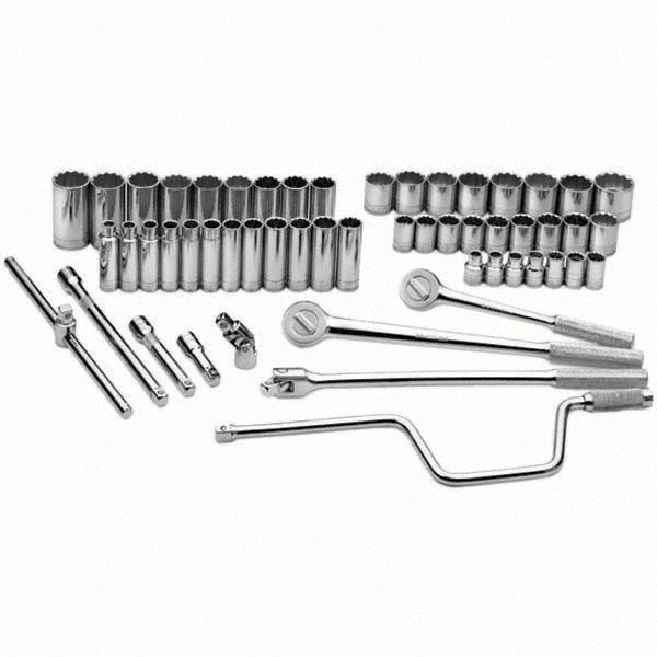 SK - Socket Set: Deep Standard, 54 Pc, 1/2" Drive, 10.00 to 36.00 mm ...