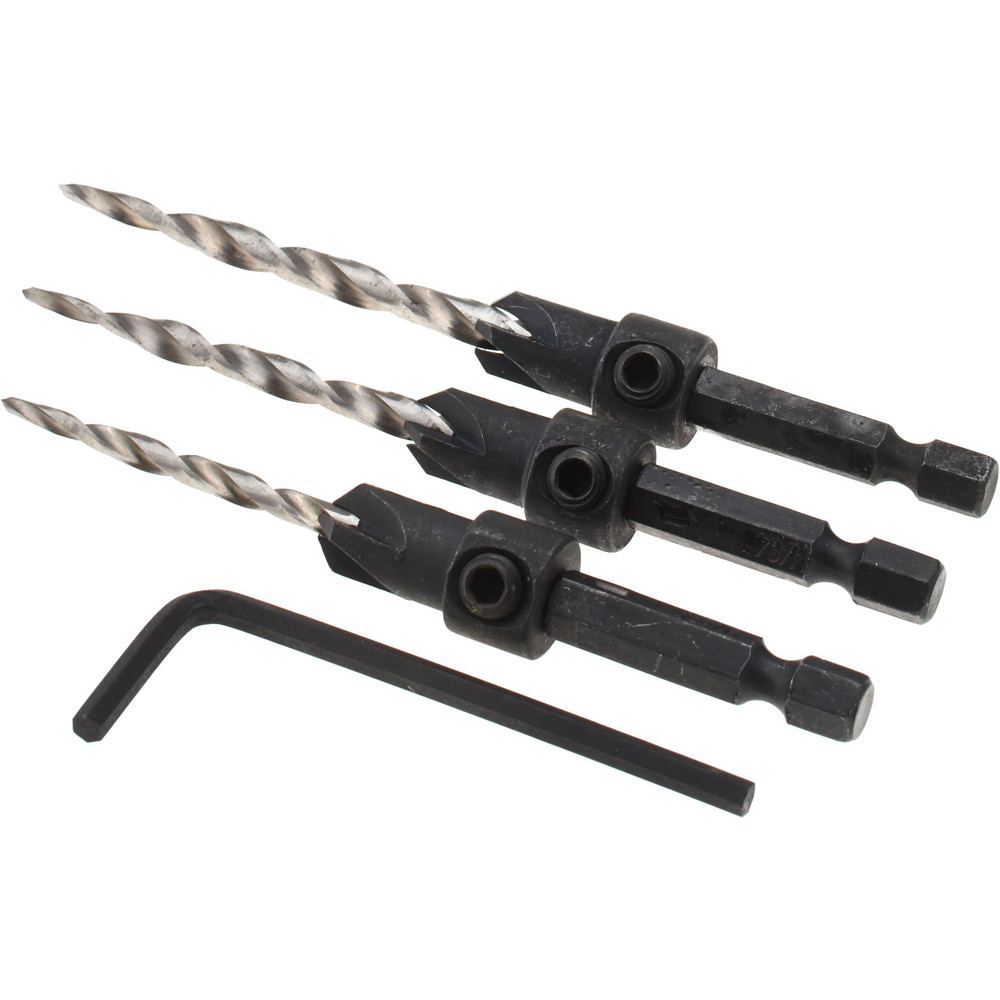 DeWALT - Countersink Set: 3 Pc, 0.1900" Head Dia, 4 Flute | MSC Direct