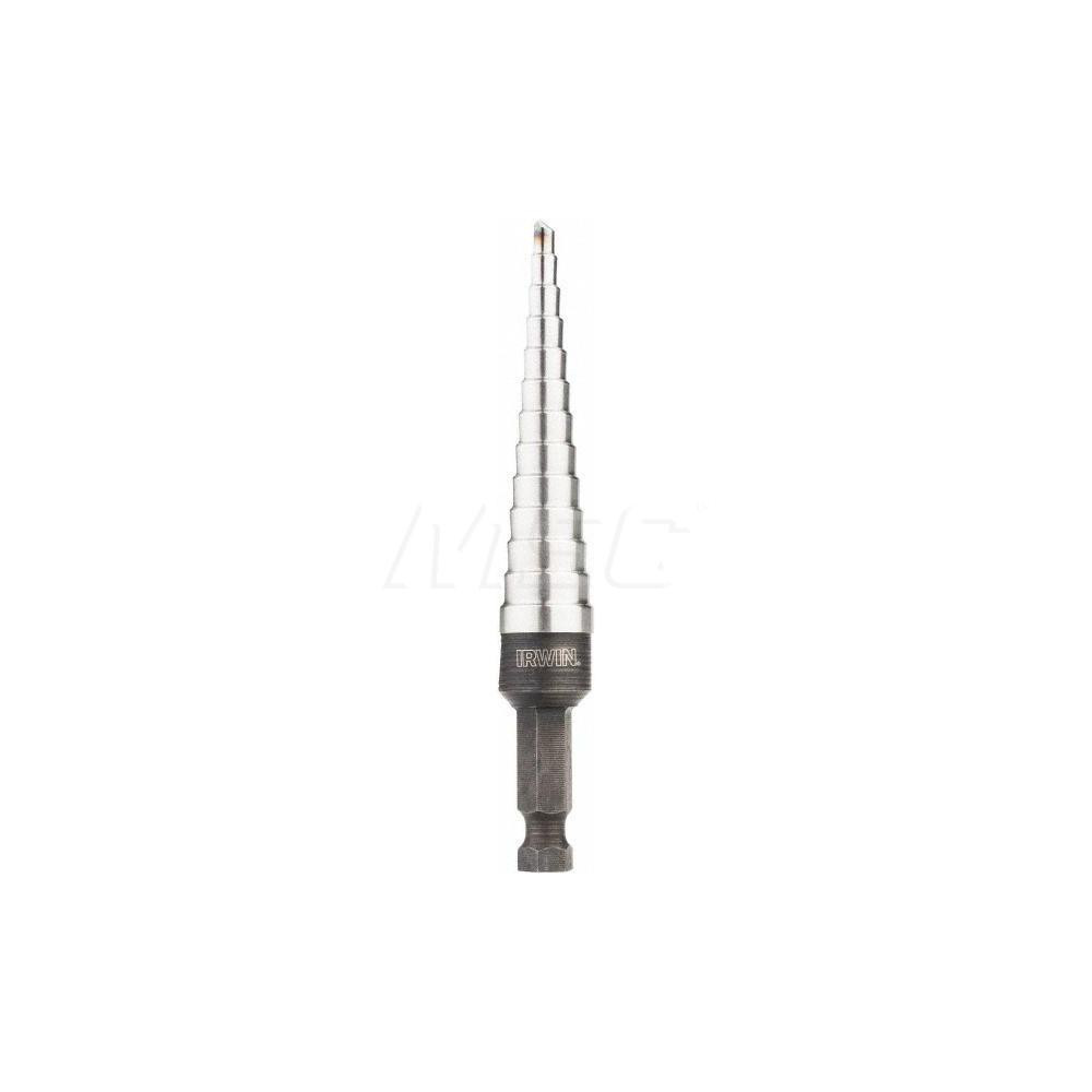 Irwin - Step Drill Bit: 1/8" Min, 1/2" Max, 1/4" Shank Dia, High-Speed ...