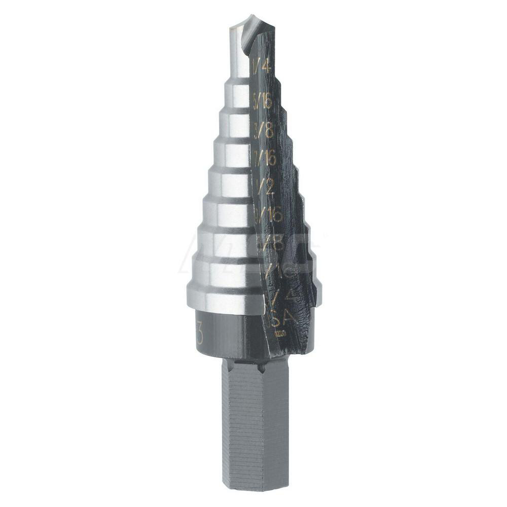 Irwin - Step Drill Bit: 1/4" Min, 3/4" Max, 3/8" Shank Dia, High-Speed ...