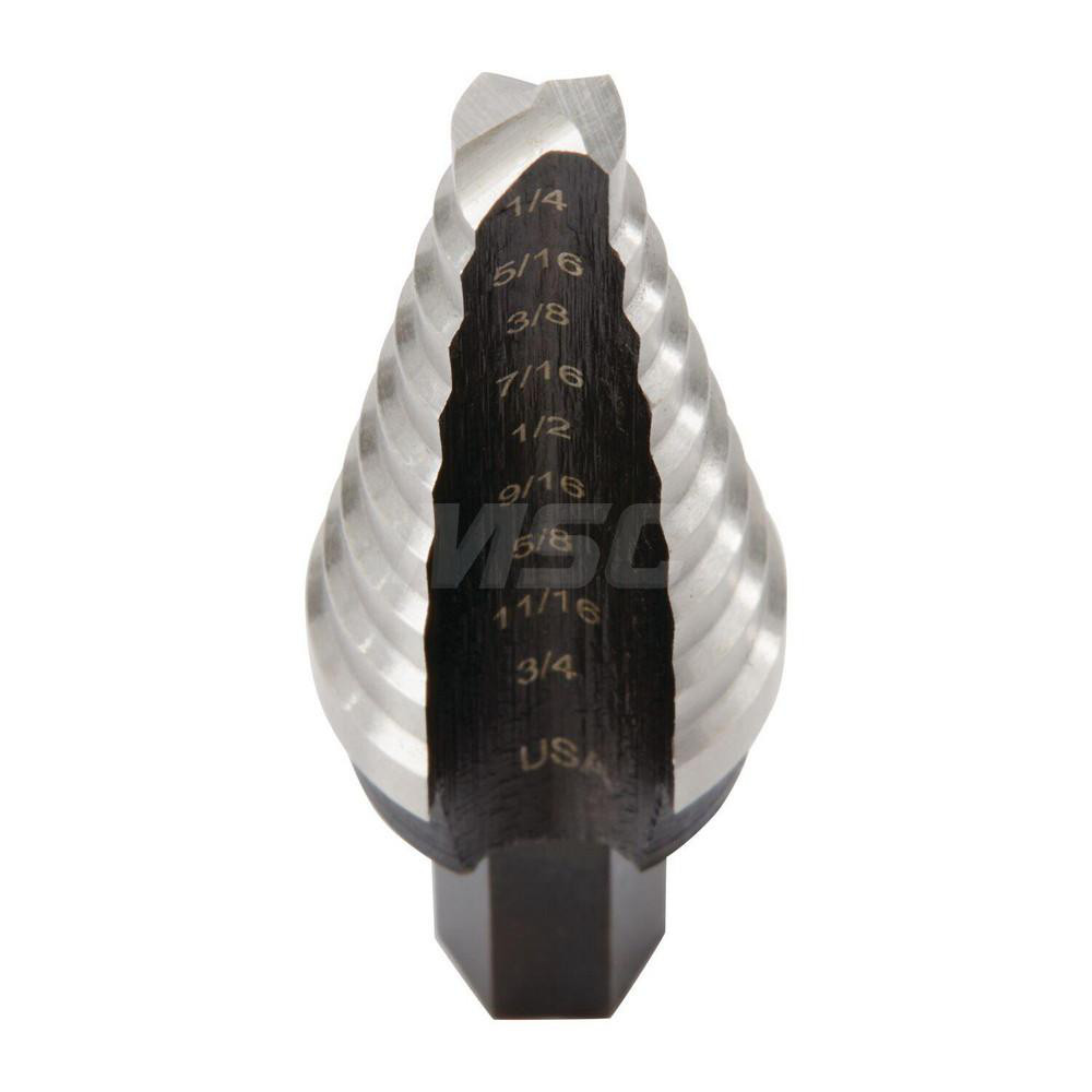 Irwin - Step Drill Bit: 1/4" Min, 3/4" Max, 3/8" Shank Dia, High-Speed ...