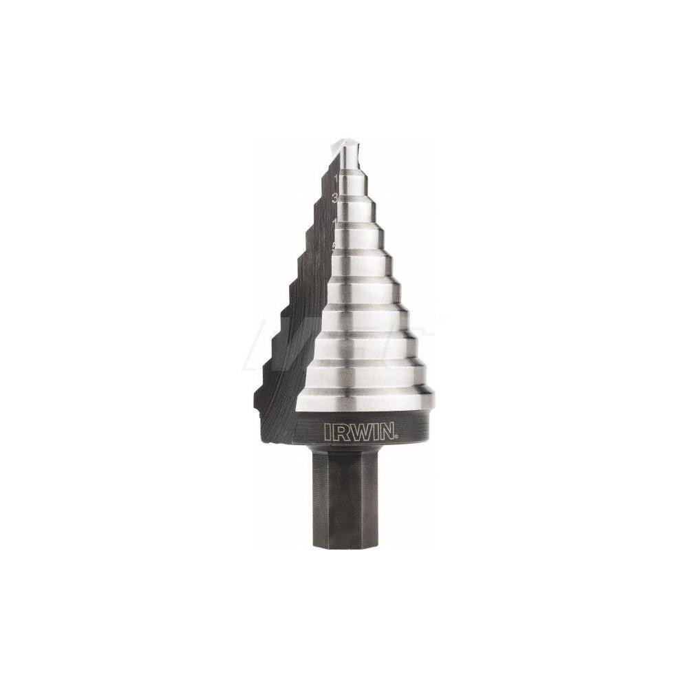 Irwin - Step Drill Bit: 1/4" Min, 1-3/8" Max, 7/16" Shank Dia, High ...
