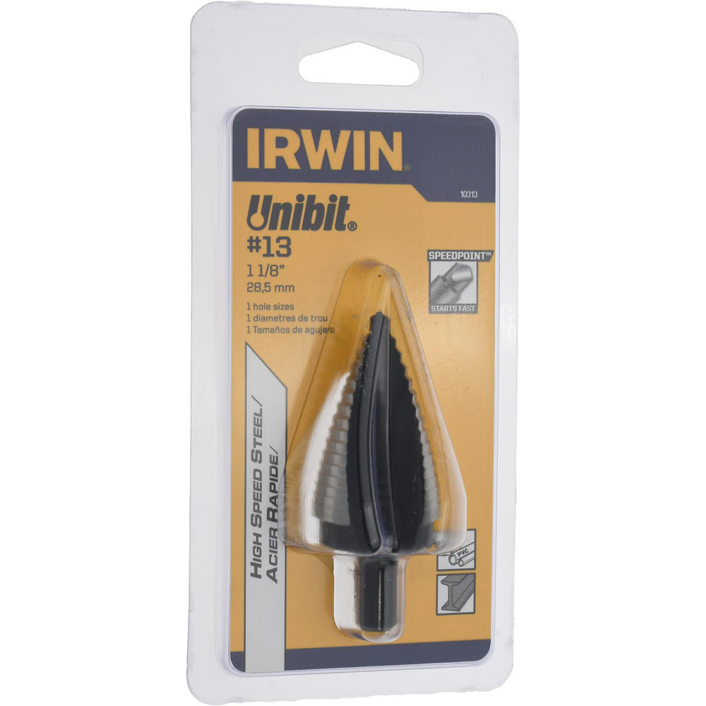 Irwin - Step Drill Bit: 1-1/8" Min, 1-1/8" Max, 7/16" Shank Dia, High ...