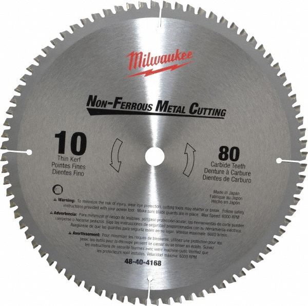 Milwaukee Tool - 10" Diam, 5/8" Arbor Hole Diam, 80 Tooth Wet & Dry Cut ...
