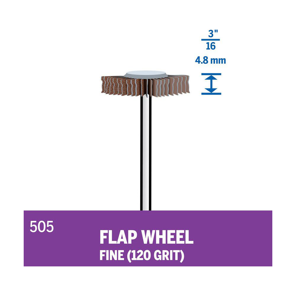 Dremel - Mounted Flap Wheel: 1-1/8" Dia, 3/16" Face Width, 120 Grit ...