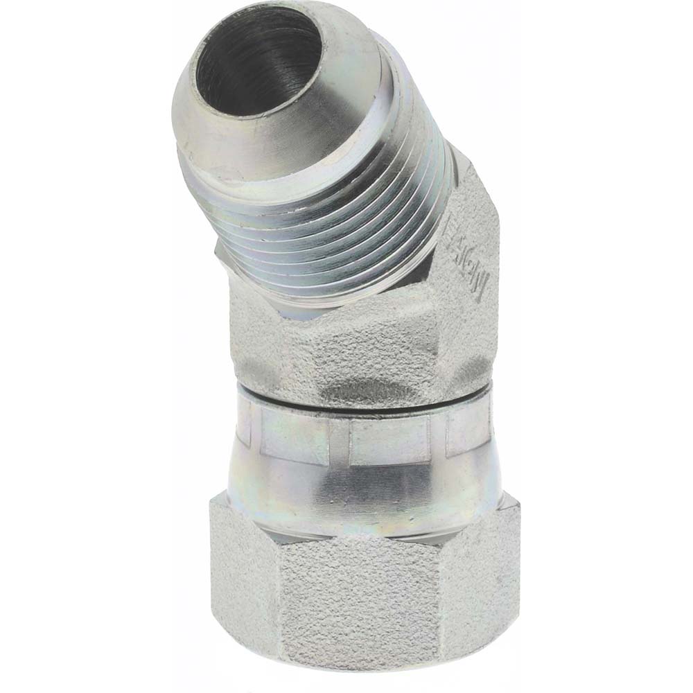 Eaton - Steel Flared Tube 45 Deg Swivel Nut Elbow: 1/2" OD, 3/4-16 Thread, 37 deg Flared Angle ...