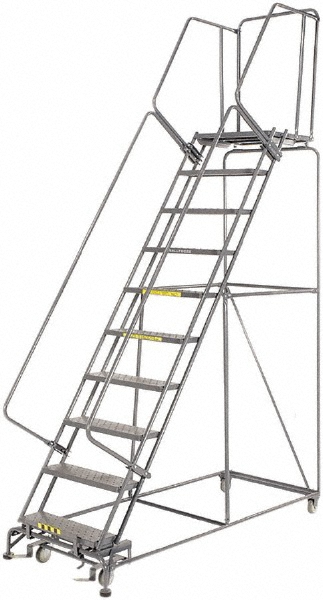 Ballymore - Steel Rolling Ladder: 100" Platform, 450 lb Capacity, 10 ...