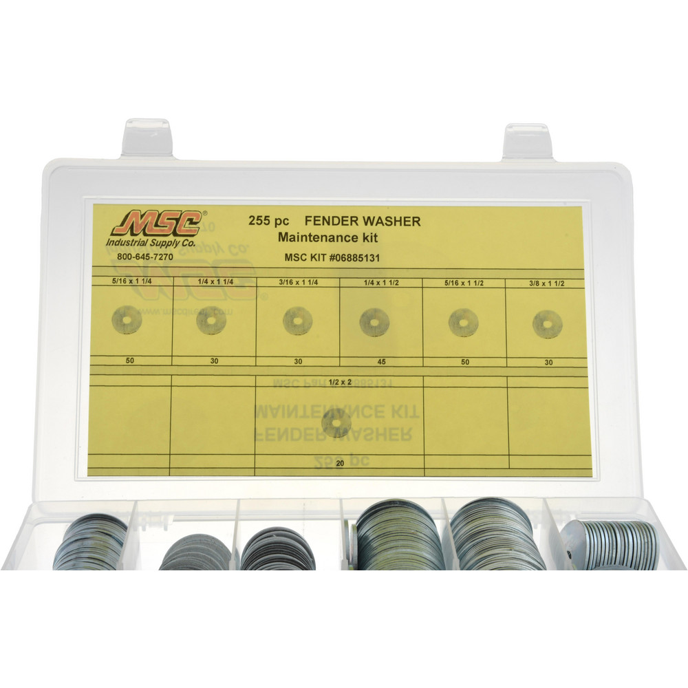 Value Collection - 255 Piece, 5/16 to 1/2" Screw, Steel Fender Washer ...