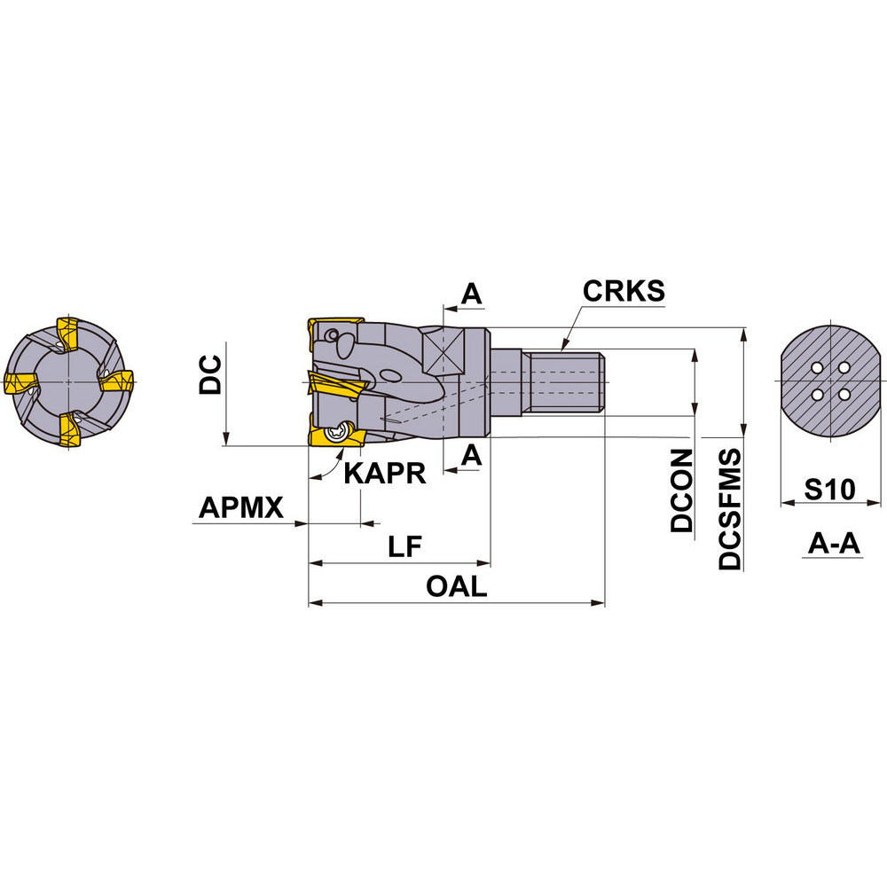 Mitsubishi - Indexable Square-Shoulder End Mill: APX3000UR122AM10A30, 0 ...