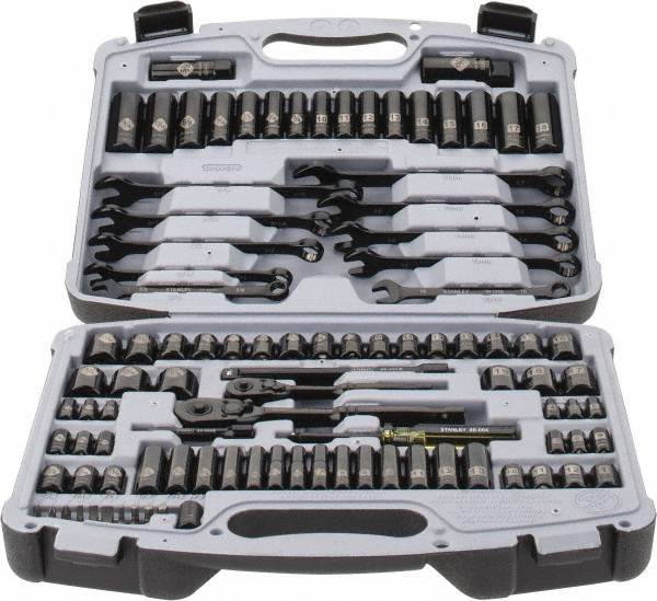 Stanley - Deep Standard Socket Set: 99 Pc, 1/4";3/8" Drive, 1/4 to 7/8 ...