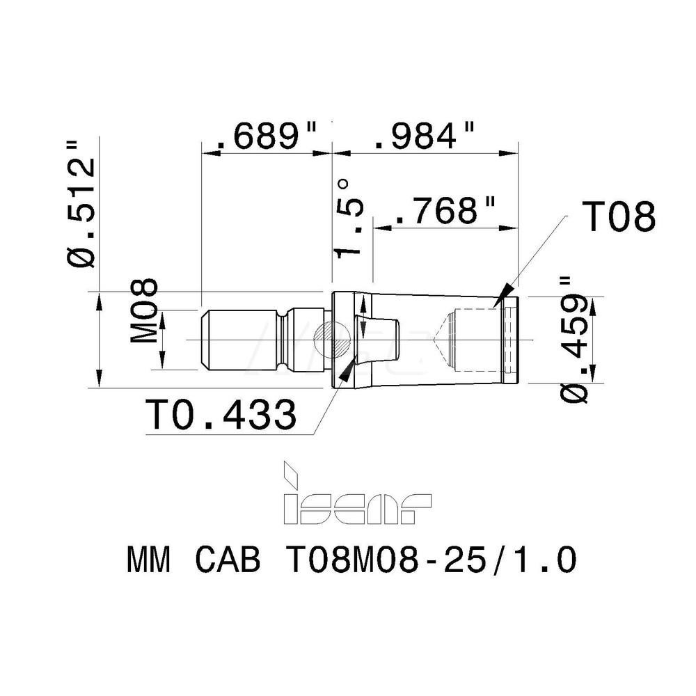Iscar - T08 Connection to Tip, M08 Connection to Shank, Milling Tip ...