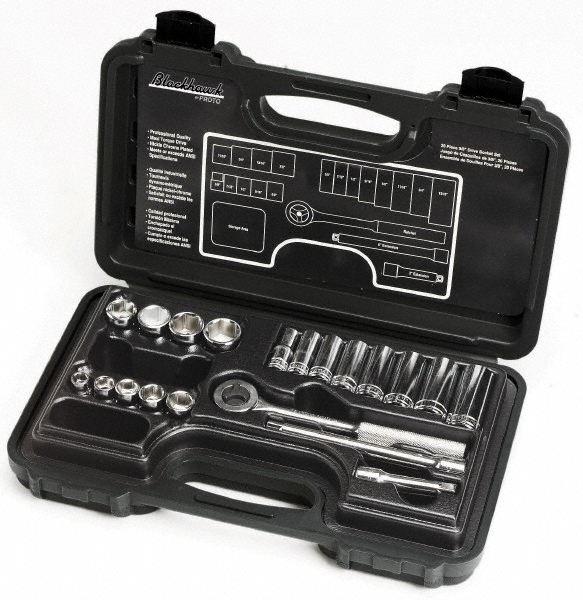 Blackhawk™ by Proto® - Socket Set: Deep Standard, 20 Pc, 3/8" Drive, 3/ ...