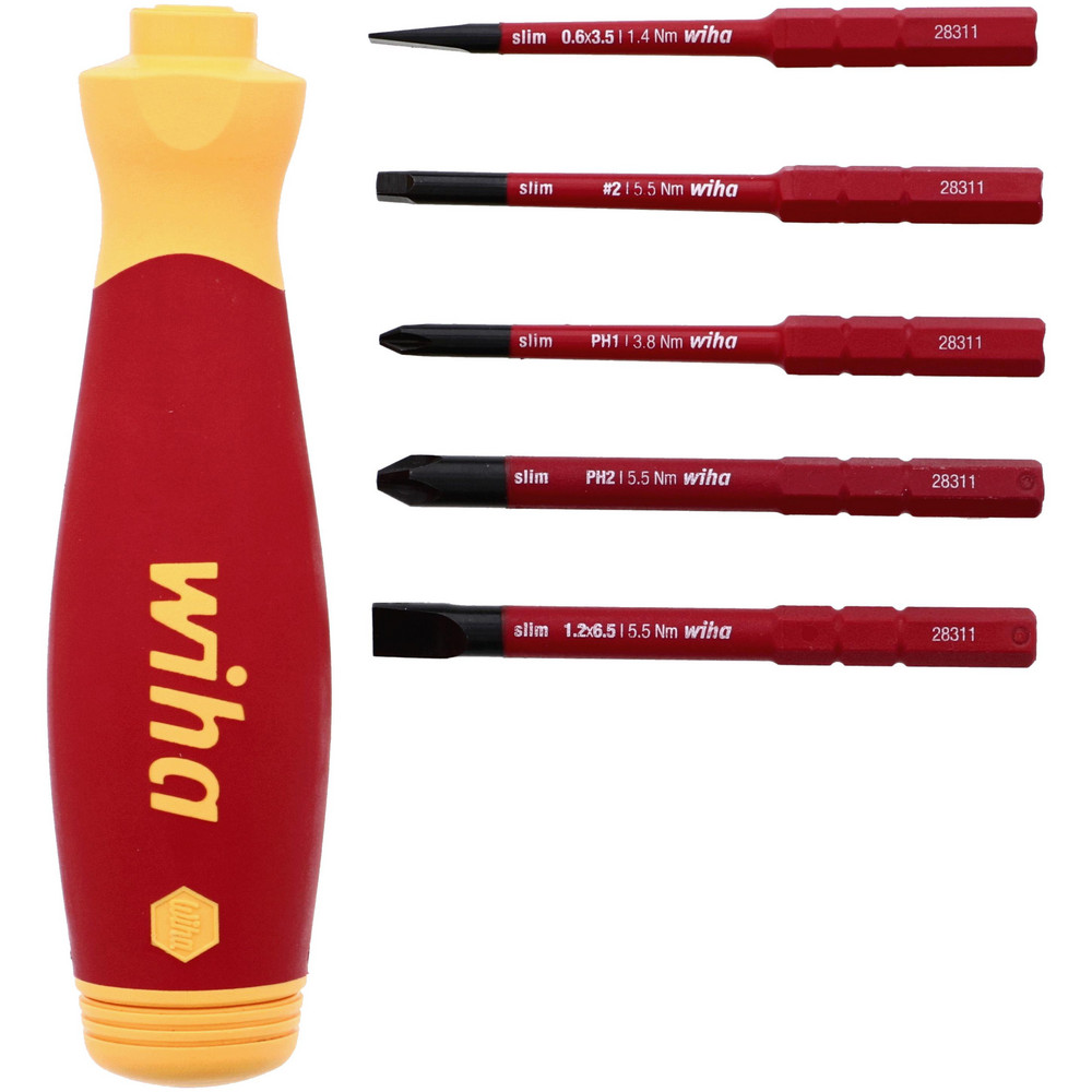 Wiha - Bit Screwdrivers: Type: 6 in 1 Multi-Driver; Tip Type: Flat ...
