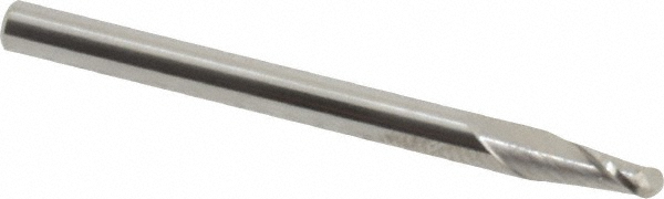 Accupro - 2.5mm Diam, 5mm LOC, 2 Flute Solid Carbide Ball End Mill ...