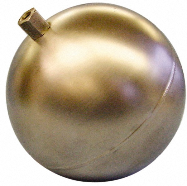Made in USA - 4-1/2" Dia, Spherical, Hex Spud Connection, Metal Float ...
