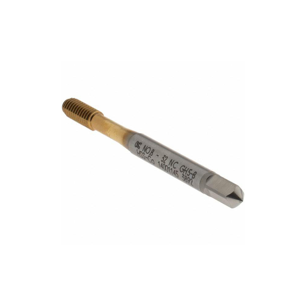 OSG - Thread Forming Tap: #8-32 UNC, 2B Class of Fit, Modified Bottoming Chamfer, Cobalt, TiN ...