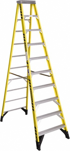 Werner - 9-Step Ladder: Fiberglass, Type IAA, 375 lb Capacity, 10' OAH ...