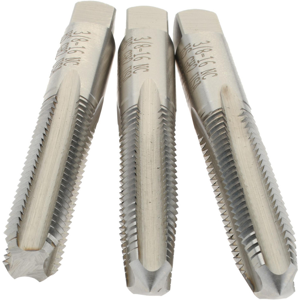 Hertel - Tap Set: 3/8-16 UNC, 4 Flute, High Speed Steel, Bright Finish | MSC Direct