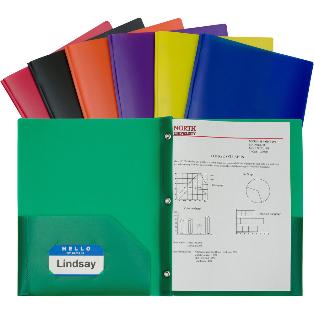 C-LINE® - Portfolios, Report Covers & Pocket Binders: Color: Assorted ...