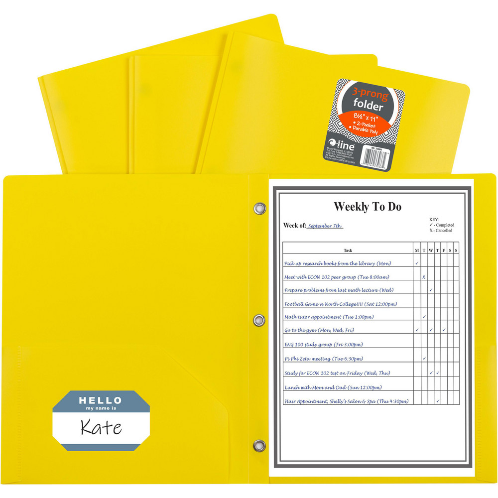 C-LINE® - Portfolios, Report Covers & Pocket Binders: Color: Yellow ...