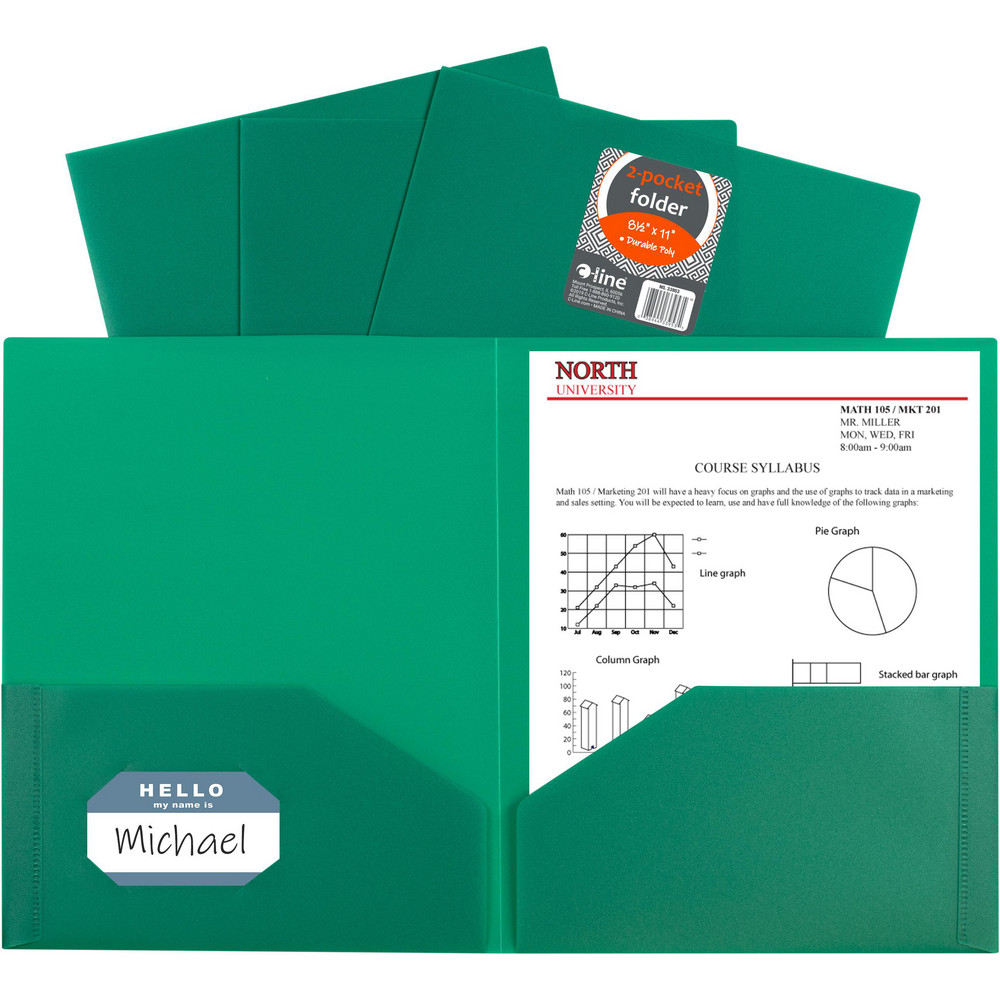 C-LINE® - Portfolios, Report Covers & Pocket Binders; Color: Green ...