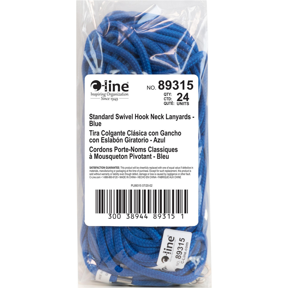 C-LINE® - Badge Lanyards: Material: Nylon; Color: Blue; Length (Inch ...