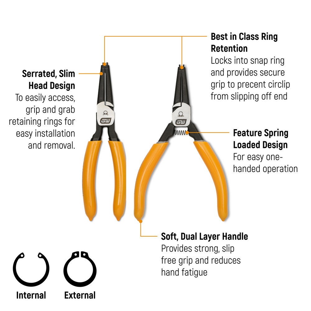GEARWRENCH - Retaining Ring Pliers Sets: Set Type: Snap Ring Pliers ...
