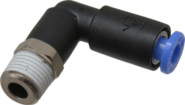 SMC PNEUMATICS - 4mm OD, R(PT) 1/8 Thread, Brass/Polybutylene Push-to-Connect Male Elbow ...