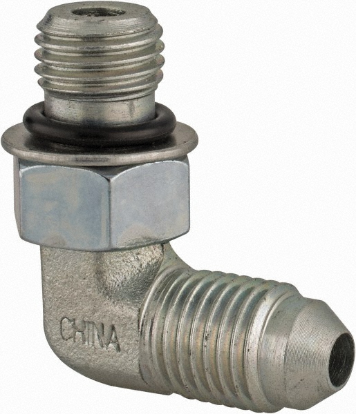 Parker - Steel Flared Tube 90 Deg Straight Thread Elbow: 1/4" OD, 37 deg Flared Angle | MSC Direct